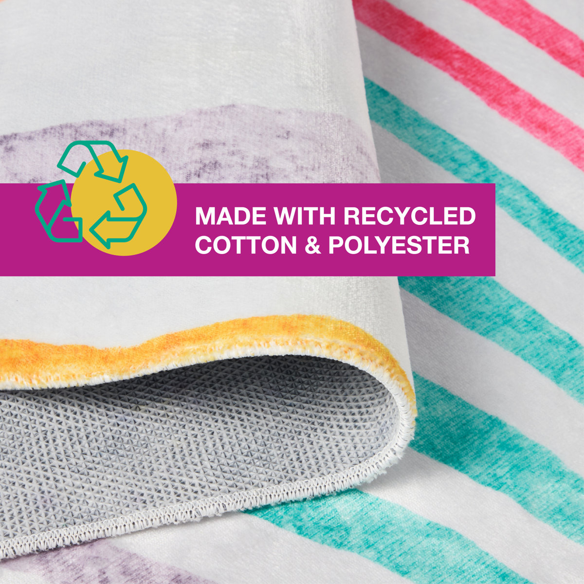 Town & Country Living TOWN & COUNTRY PLAY Leta Zebra Stripe Kids Plush Washable Area Rug, Pink ...